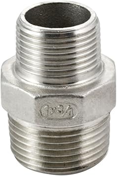 1 x 3/4 Male Hex Nipple Threaded Reducer Connector Pipe Fitting/Adapter,Stainless Steel 304 NPT ...
