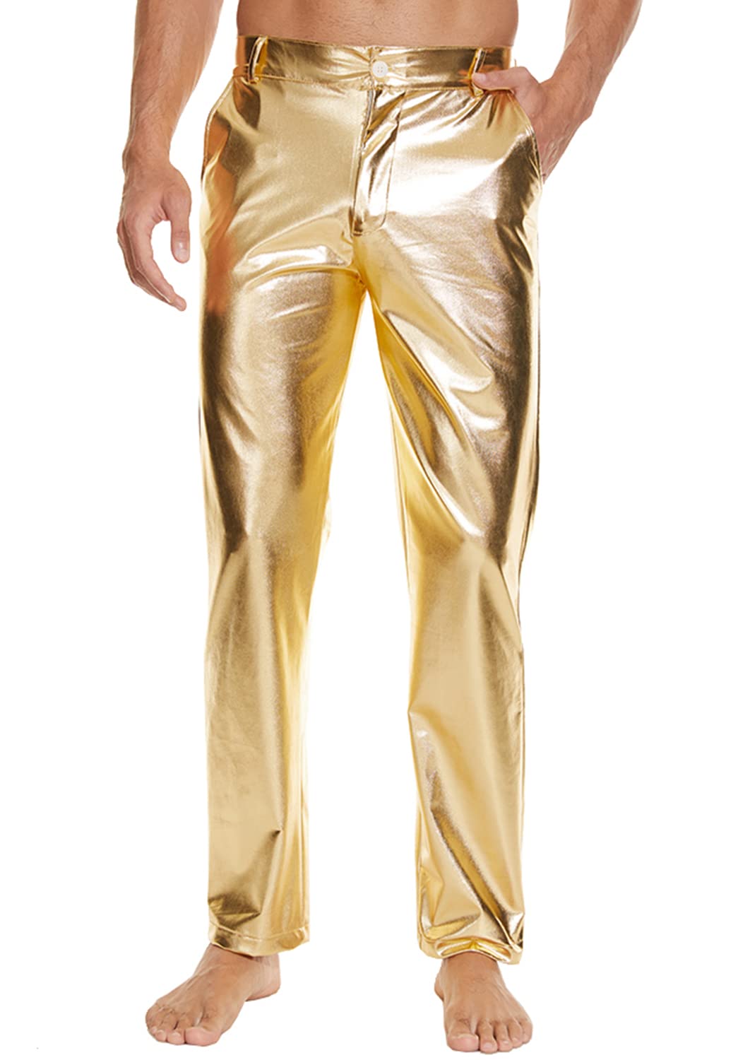Metallic Shiny Pants for Men, Casual Party Nightclub Disco Pants ...