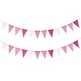 Amazon.com: 24pcs Pink Pennant Banner, Pre-Strung Imitated Burlap Fabic ...