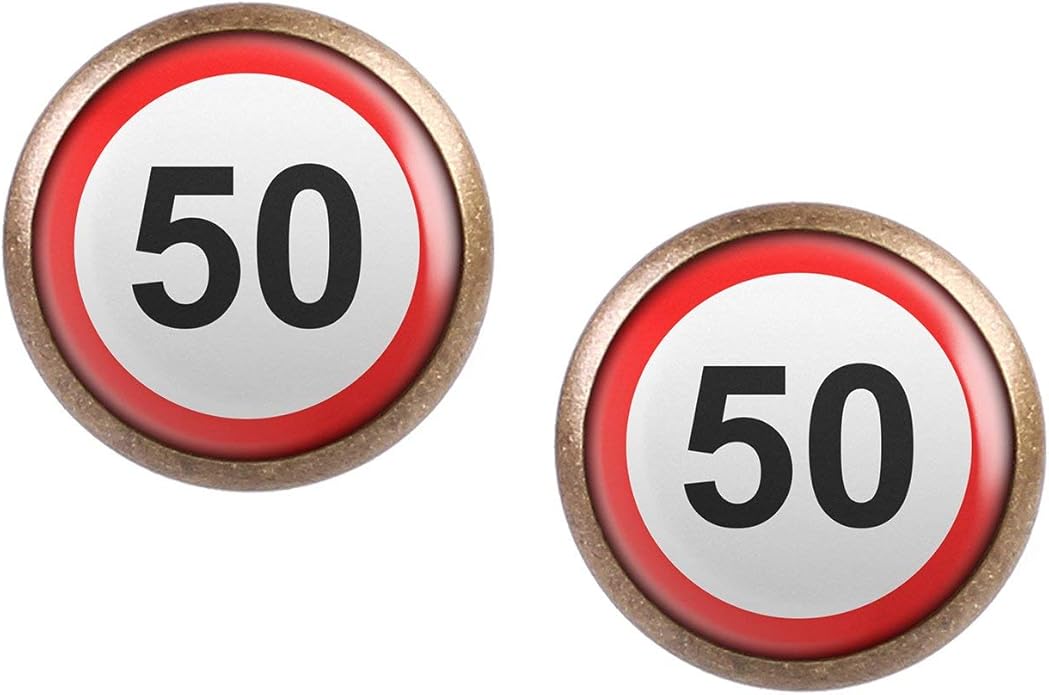 Mylery Ohrstecker Paar mit Motiv Geburtstag Schild Zahl 50 Fünfzig ...