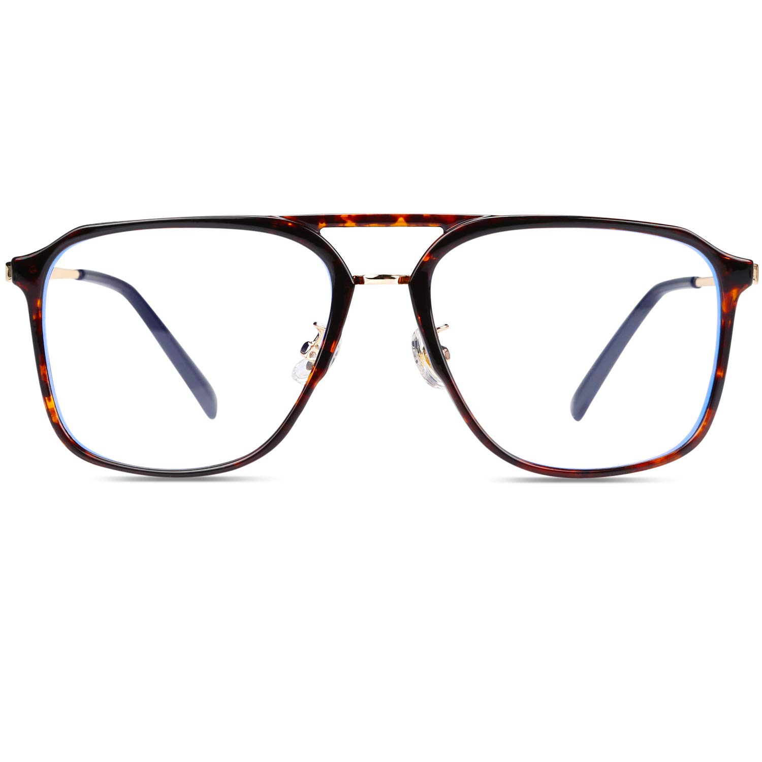 DUCO Retro Square Aviator Blue Light Glasses for Men Oversized Blue Ray ...