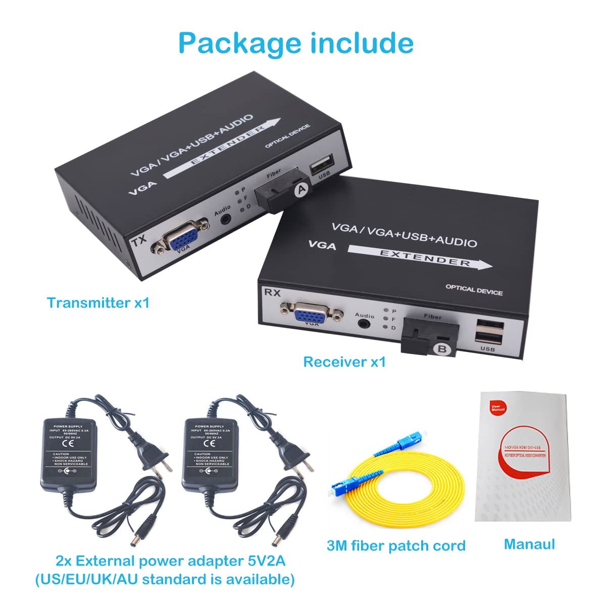 Mua VGA Extender Over Fiber Optic, KVM Switch with 3.5mm Audio, SC ...