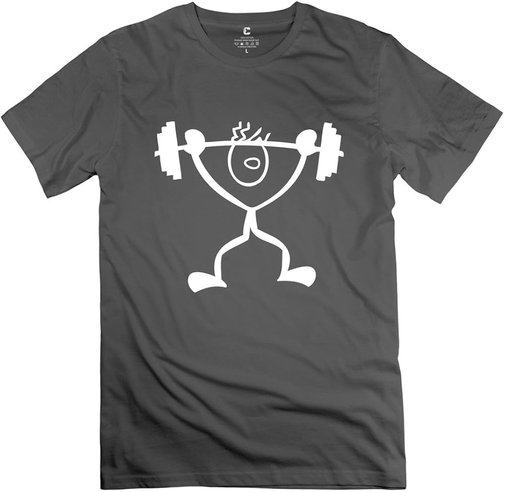 Amazon.com: Sports Strong Guy Weightlifting Men Round-neck T Shirt ...