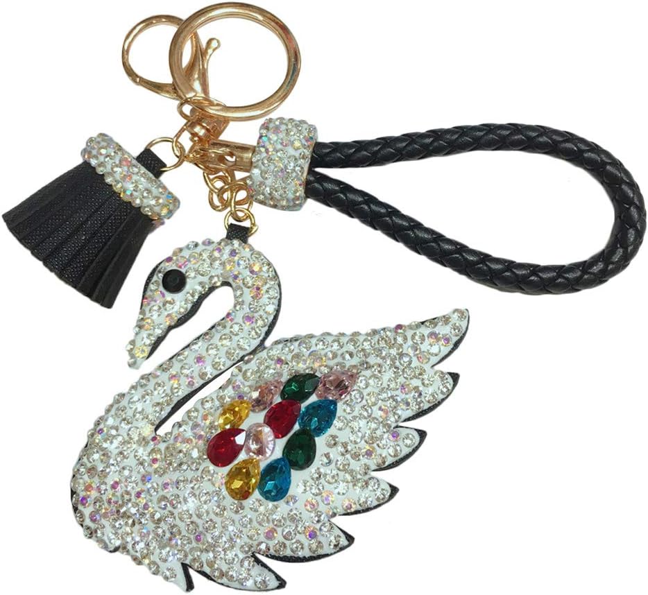 kanggest Rhinestones Swan Kechain Swan Diamond Keyring Lovely Tassel ...