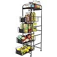 Amazon.com: WHIFEA 5 Tier Slim Rolling Cart with Pull-Out Drawers ...