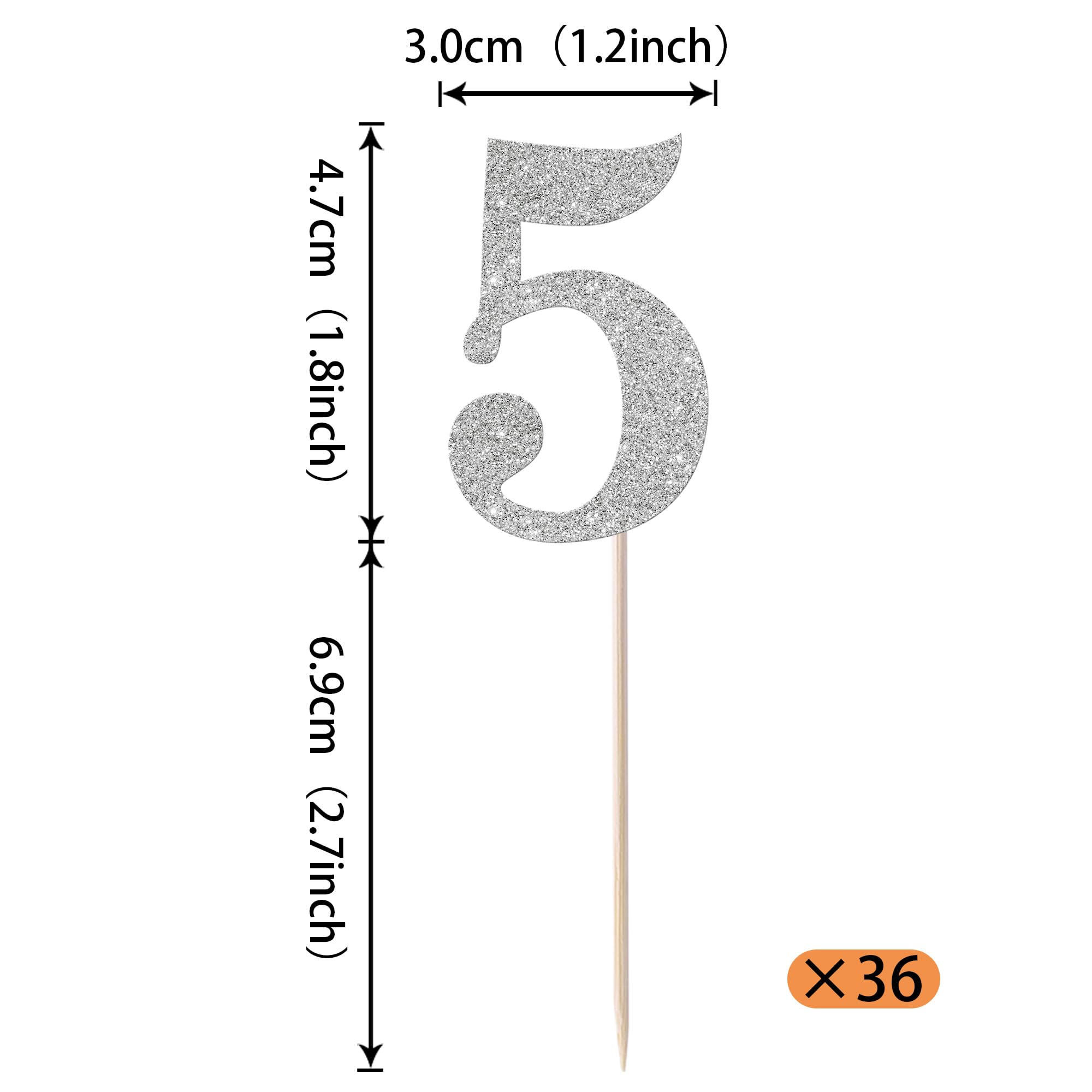 Mua 36 Pack Number 5 Cupcake Toppers 5th Birthday Cupcake Toppers ...