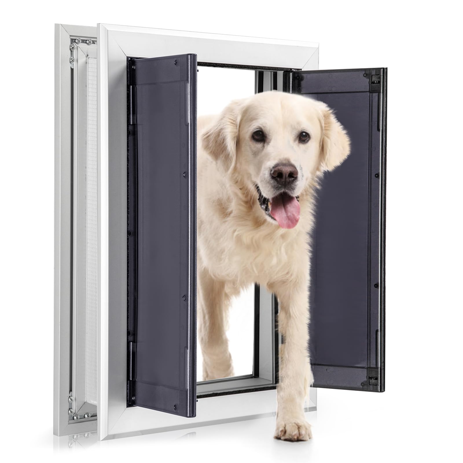 Qeelko Aluminum Pet Door with Panels,Durable Dog Door with Automatic ...