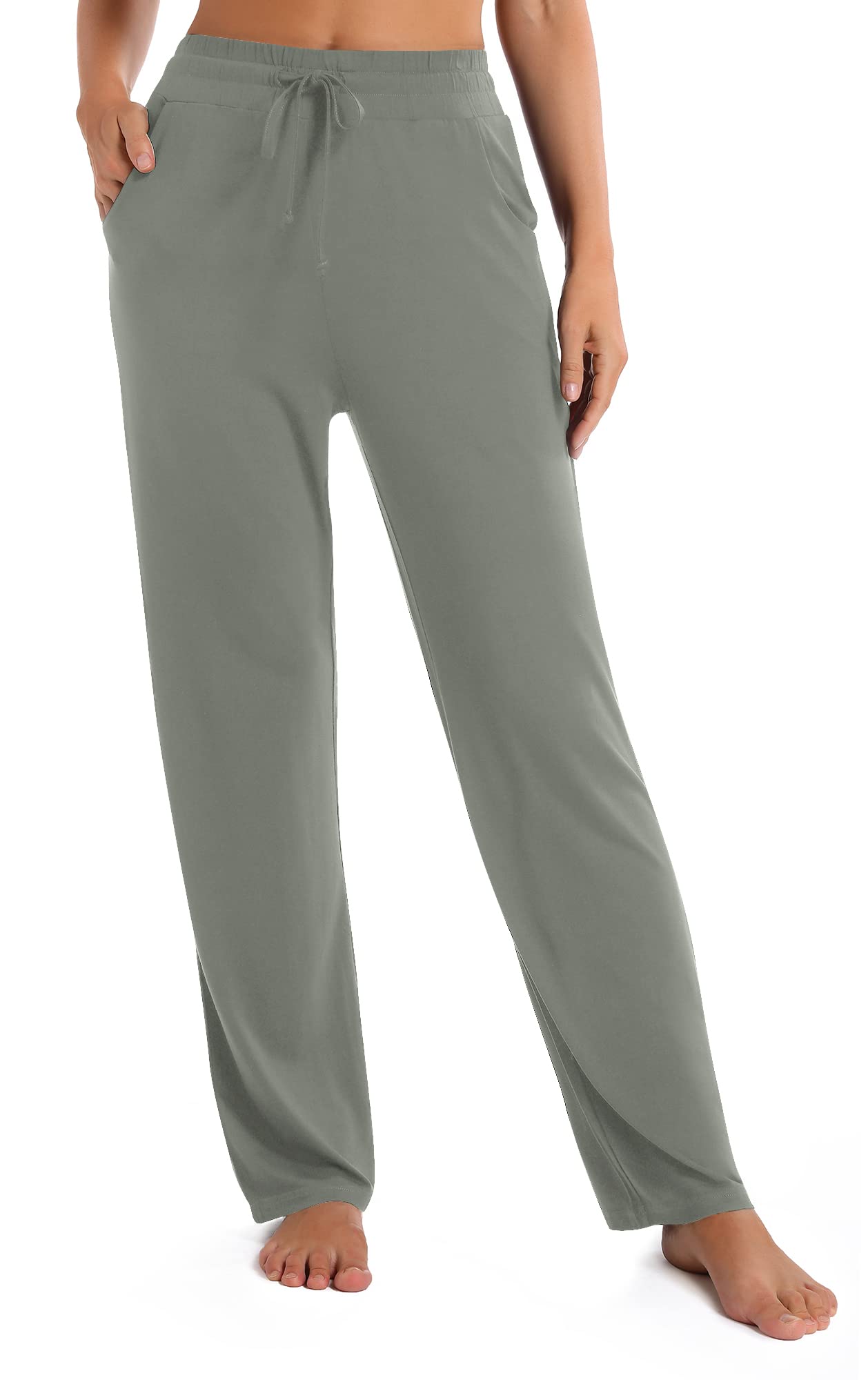 Urban CoCo Women's Straight Leg Long Pants Elastic High Waist ...