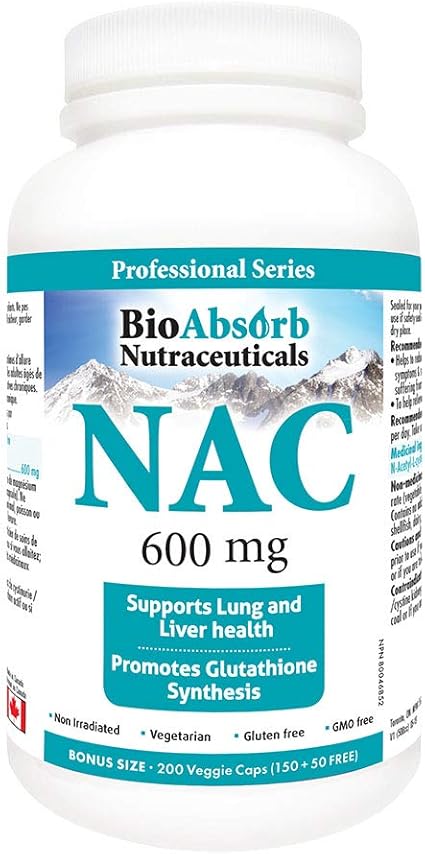 NAC Supplement 600 mg N-Acetyl-L-Cysteine, 200 Veggie Capsules ...