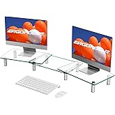 Amazon.com: Zimilar Dual Glass Monitor Stand Riser, 3-Shelf Tempered ...