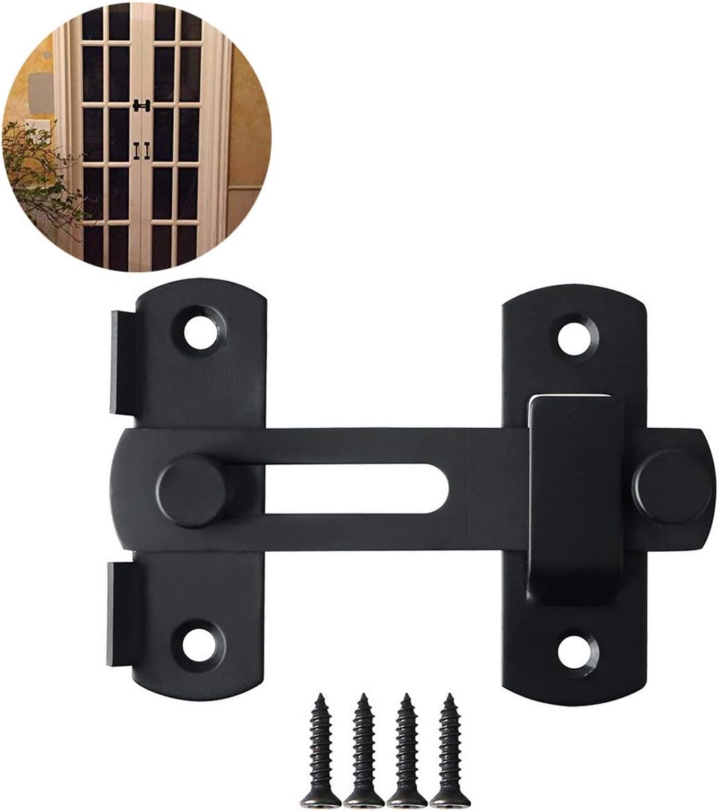 Stainless Steel Matte Black Door Lock Slide Door Holder Flip Latch ...