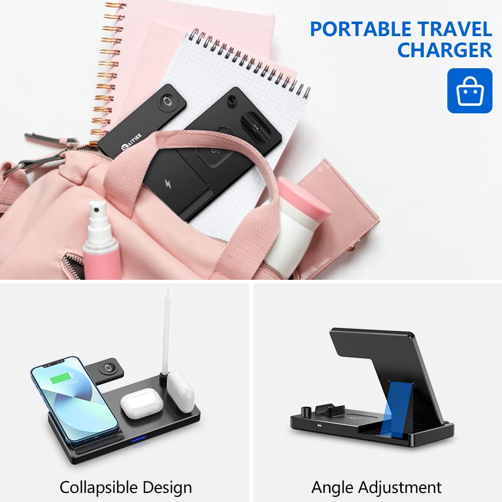 WAITIEE Wireless Charger 5 in 1,Wireless Charging Station for iWatch SE ...