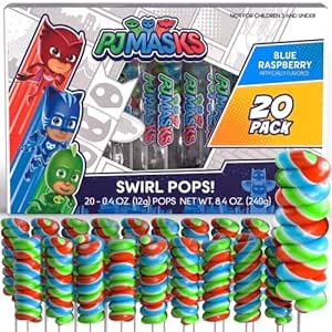 Amazon.com : PJ Masks Candy Swirl Lollipops - Bulk Candy Box for Pinata ...