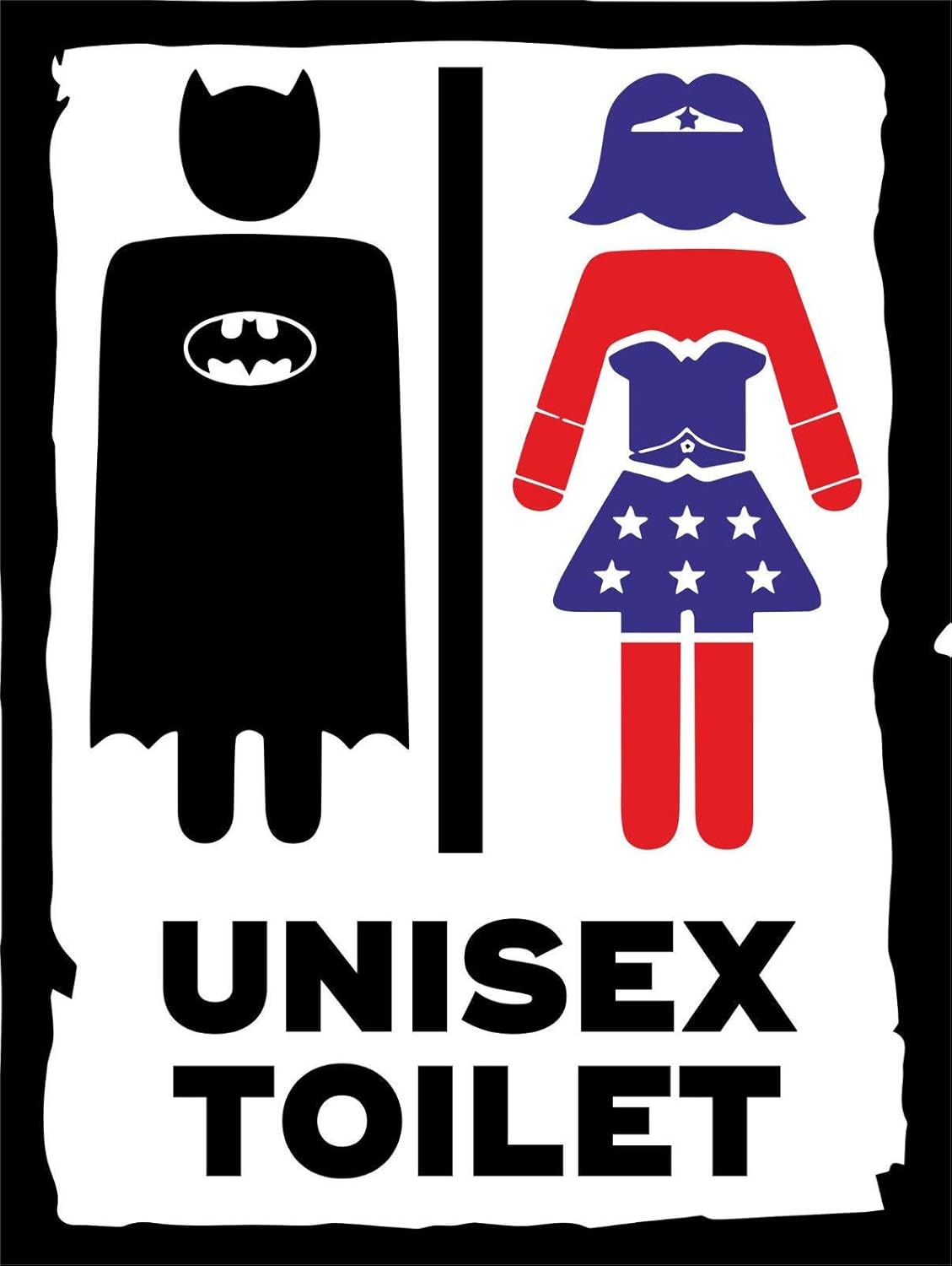Comic Superhero Inspired Unisex Toilet Metal Sign Bathroom Wall Plaque ...