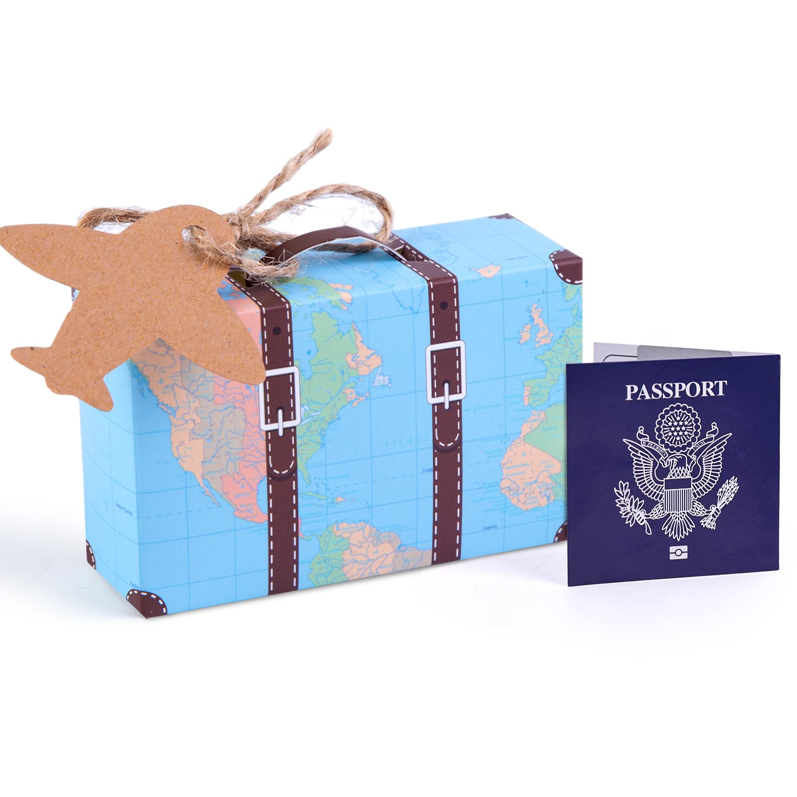 HONEYGIFTS Mini Suitcase Gift Box, Candy Box with Passport Vintage ...