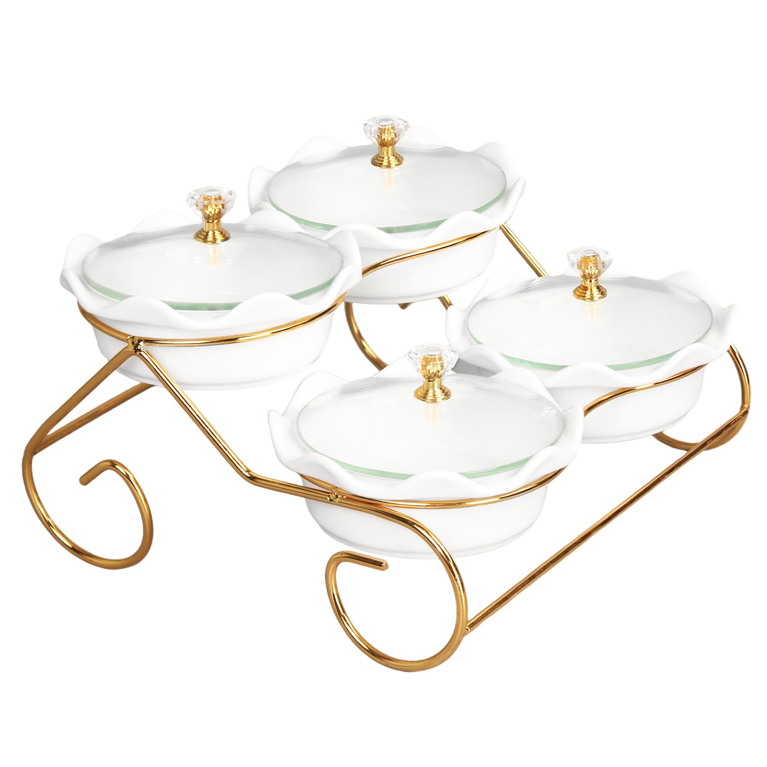 Creativity Home Candy bowl Ceramic Condiment Bowl with lid Metal Tray ...