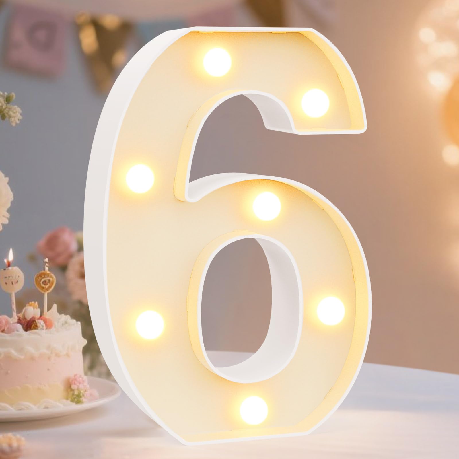 Pooqla Decorative LED Light Up Number Letters, White Plastic Marquee ...