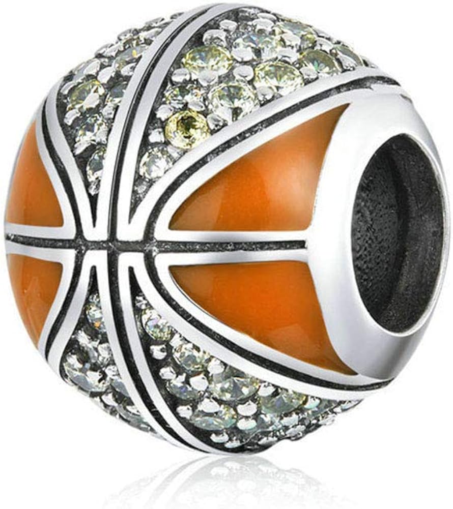 Amazon.com: 925 Sterling Silver Basketball Charm Volleyball Charm Ball ...