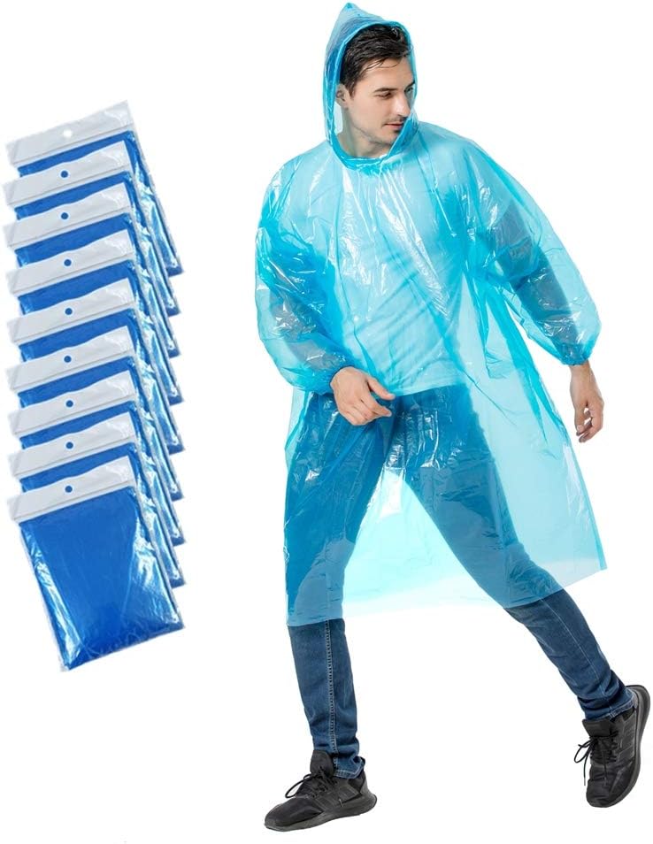 Rain Poncho Disposable, Clear Ponchos with Hood, 9 Pack Raincoat ...