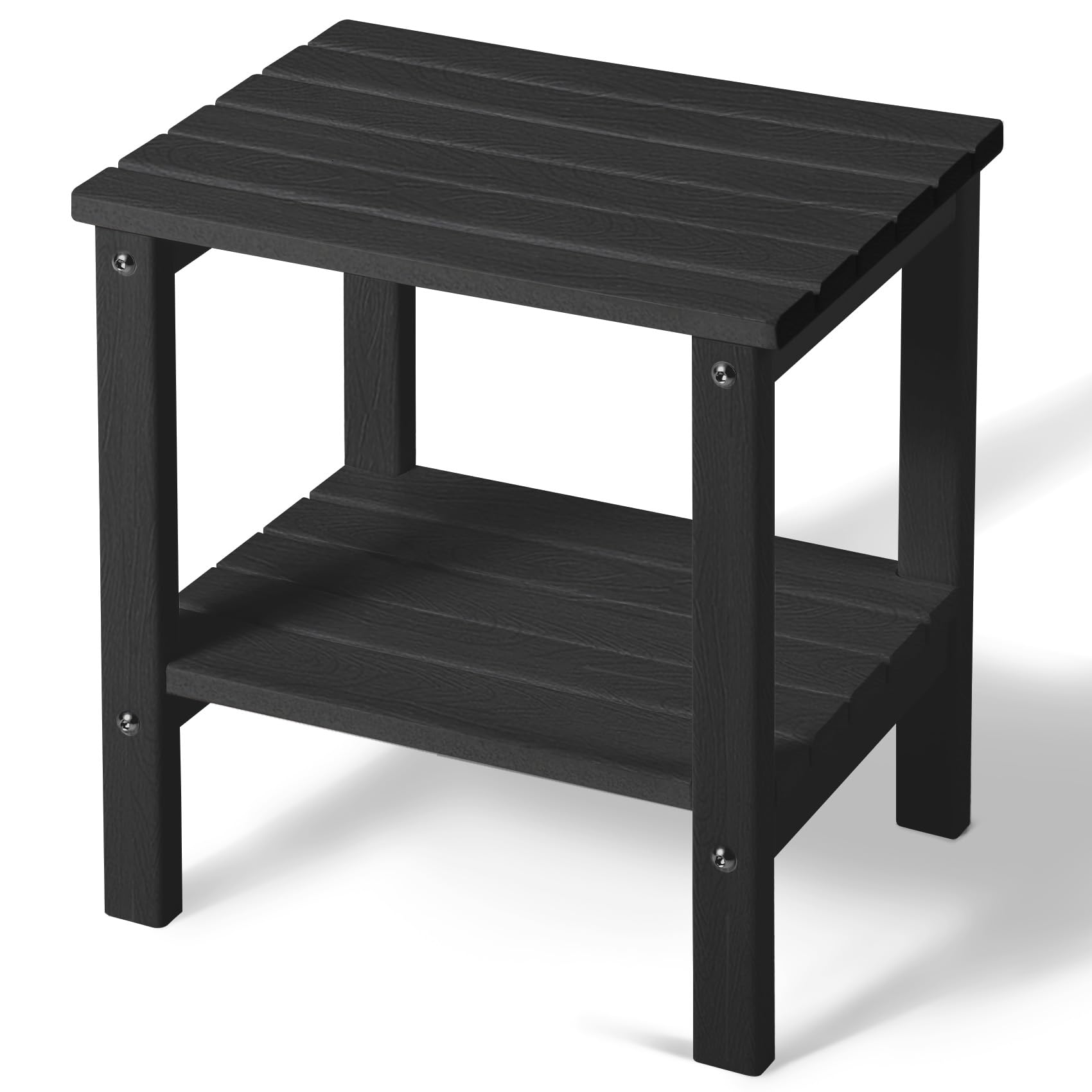 PASAMIC 2-Tier Adirondack Square Side Table, 17" HDPE Outdoor Side ...