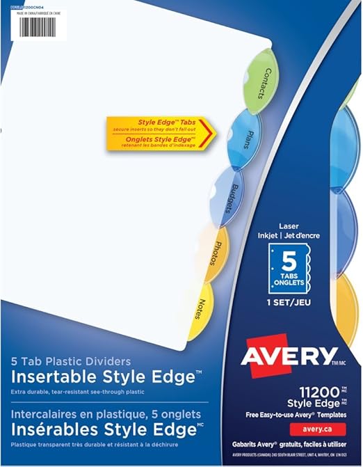 Amazon Avery 11200 Insertable Dividers Printable 8 1 2 Inch X11 