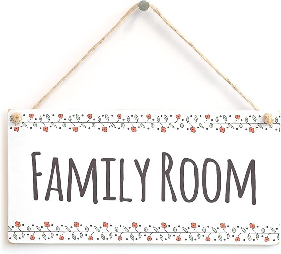Family Room - Hanging Snug/Family Room Door Sign Poppy Style Border ...