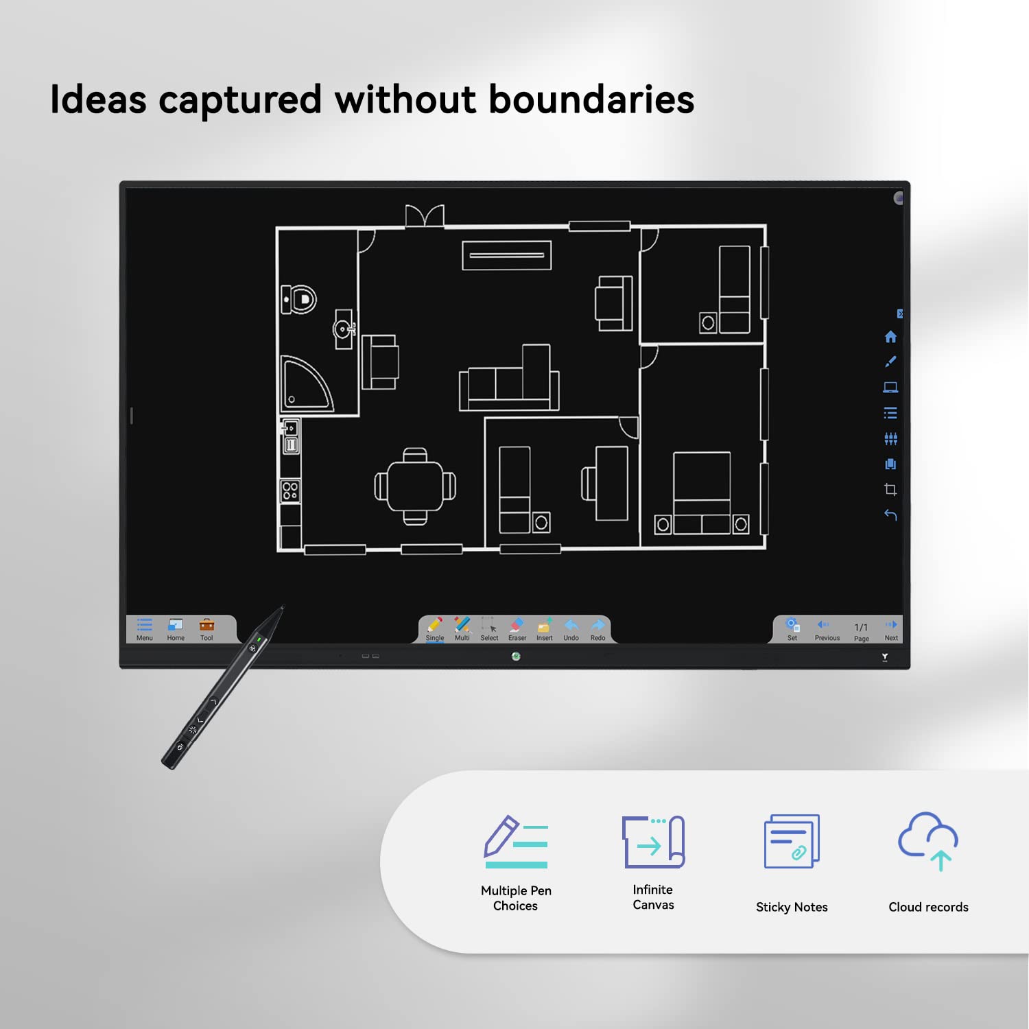 Mua TIBURN R1 75" Smart Board, Touchscreen Display, 4K UHD Interactive Whiteboard, Touch Screen ...