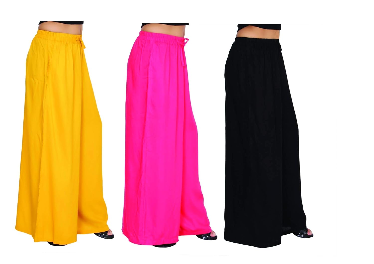 Buy Ruhfab Rayon Women Plazo Pant Indian Ethnic Plain Casual Wear Plazo ...