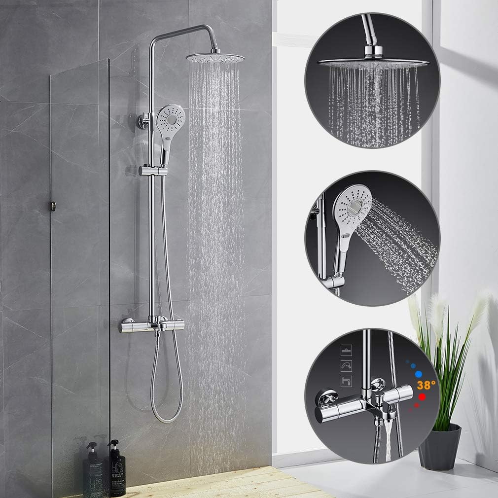 BONADE Columna de Ducha Termostática, Sistema de Ducha Funcional con ...