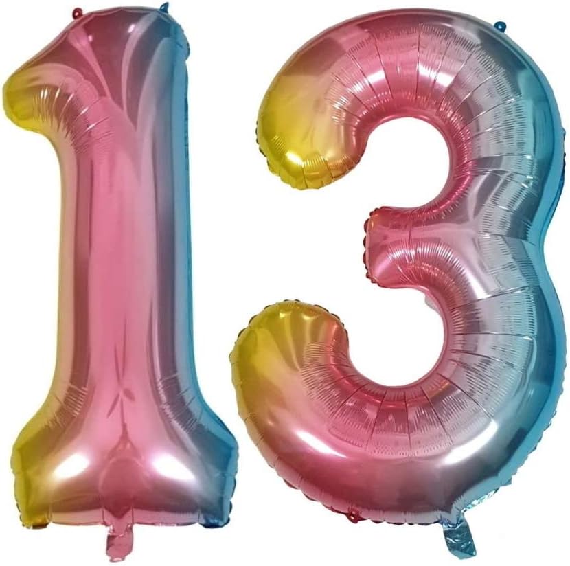 DIWULI, gigantic XXL number balloons, number 0, iridescent rainbow ...
