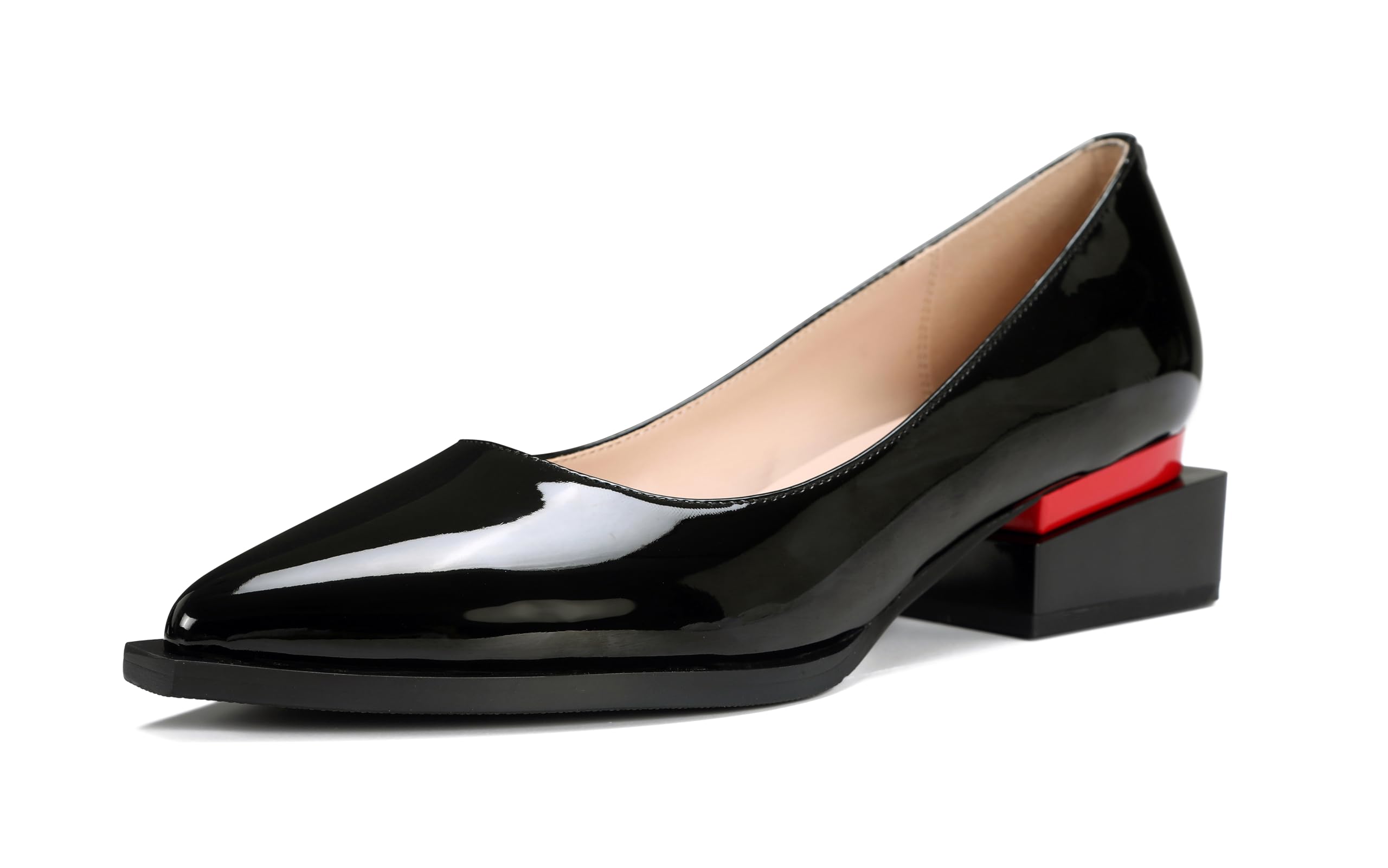 *USED*feetquake Women's Pumps Shoes Overlapping Squared Chunky Red Heel ...