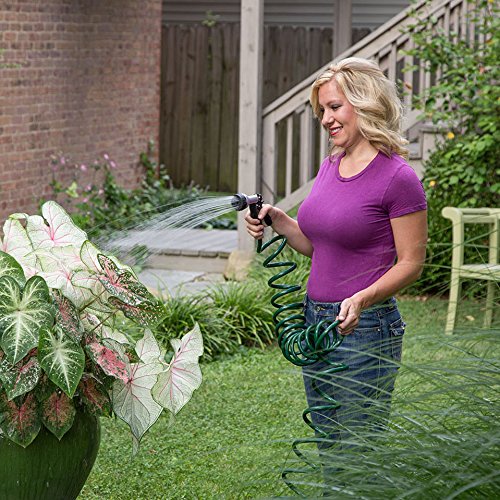 Melnor Garden Coil Hose with All Brass Connectors and Storage Rack ...