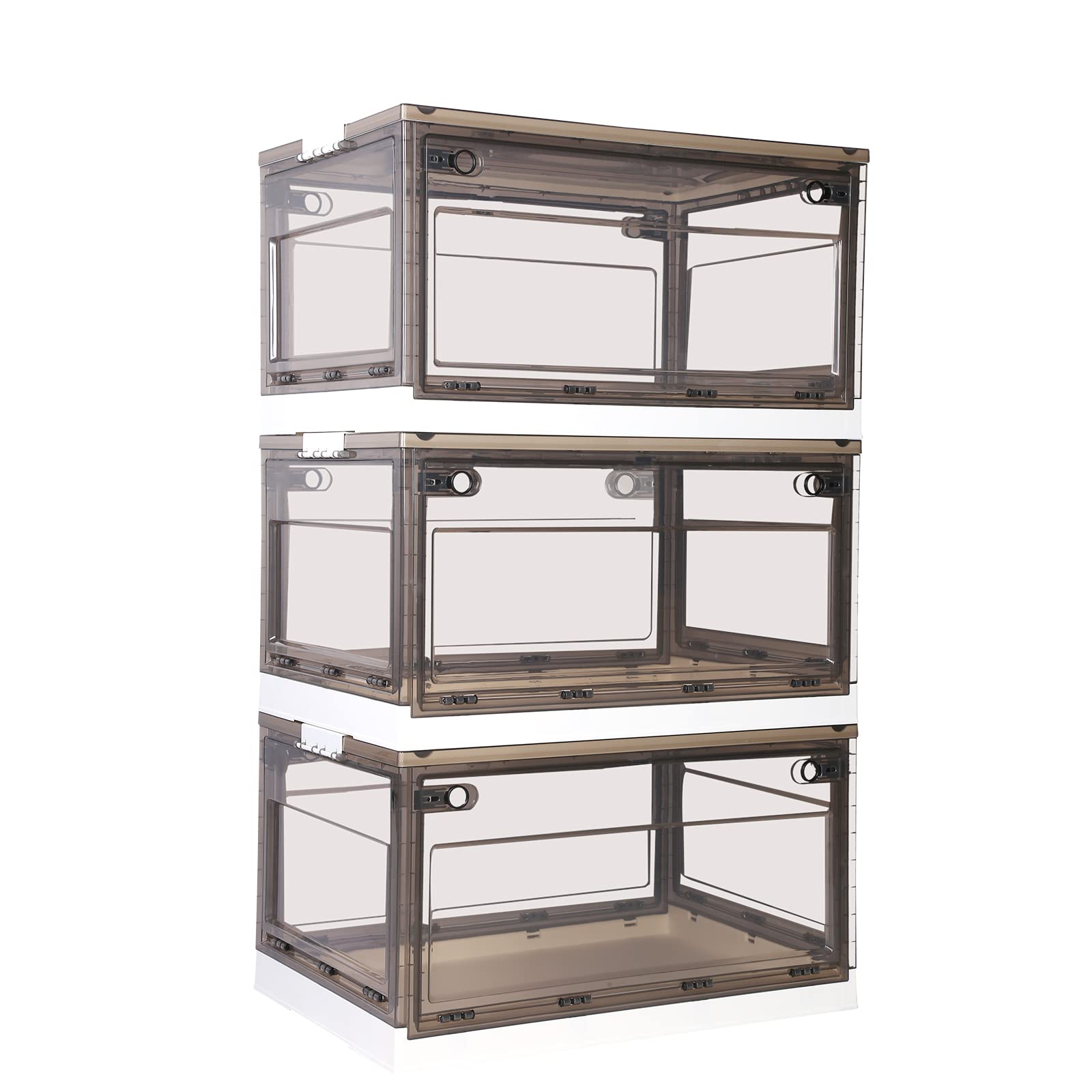 haomsj Stackable Storage Bins Collapsible Closet Organizer Clear Box ...