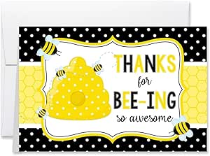 Funny Thanks for Bee-ing So Awesome Bumblebee Themed All Occasion Blank ...
