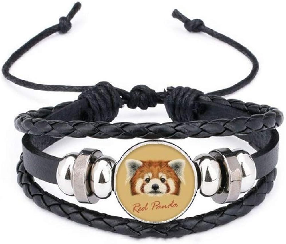 Buy DIYthinker Chestnut Wild Red Panda Animal Bracelet Braided Leather ...
