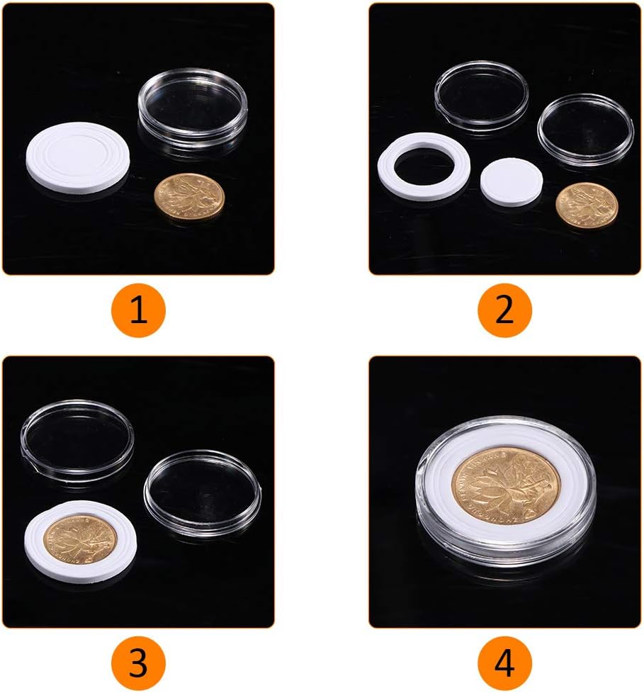 Konesky Coin Case Storage Box, 100 Pieces Plastic Coin Holder Capsules ...