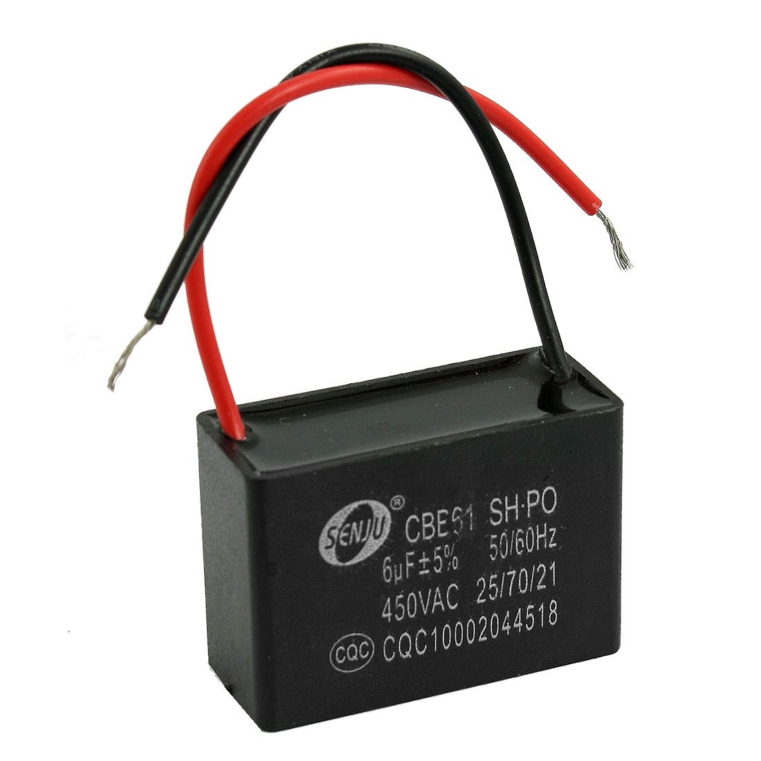 uxcell® CBB61 SH 6uF 450VAC Motor Running Fan Capacitor Black w 2 Lead ...