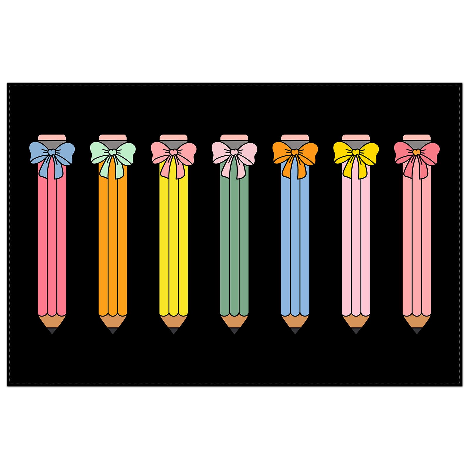 Maasechs 9.8 x 6.6 ft Colorful Pencil Black Classroom Area Rug, Non ...