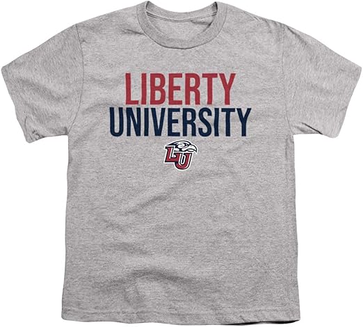 Amazon.com: Liberty University Official Stacked Unisex Youth T Shirt ...