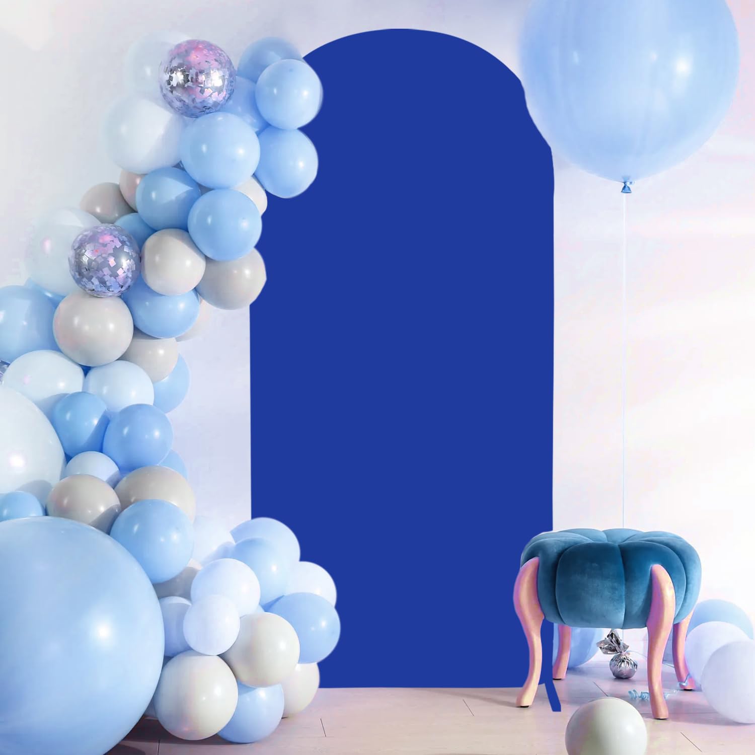 FOTSHARER Blue Arch Cover 7.2FT Spandex Arch Backdrop Cover Wedding ...