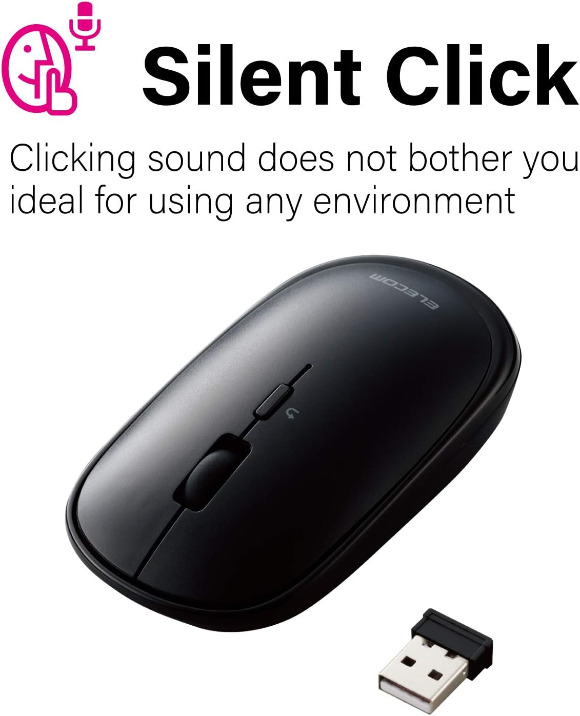 ELECOM Wireless Mouse 2.4GHz Slim Model & Silent Click 4 button with ...