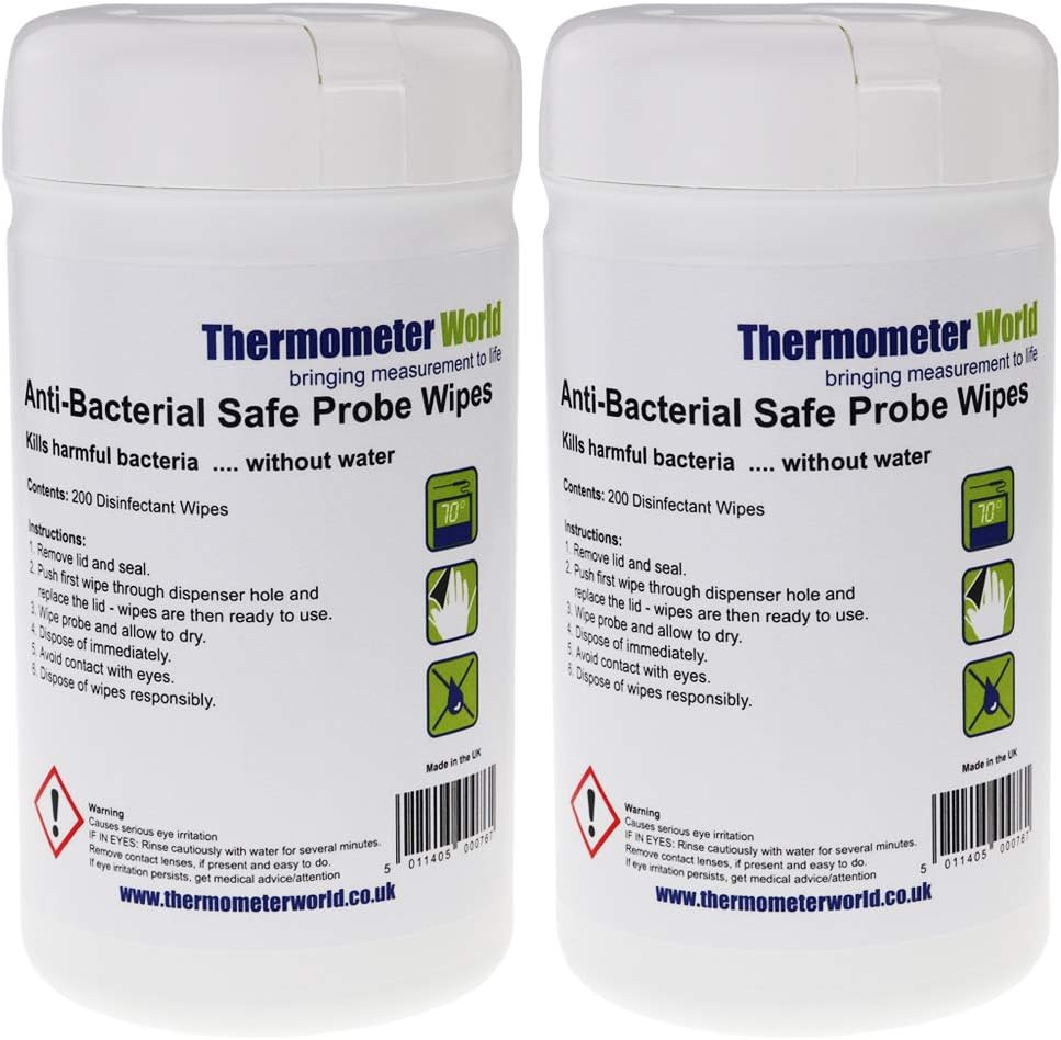 Anti Bacterial Safe Probe Wipes - 2 x Tubs of 200 Each | Disinfectant ...