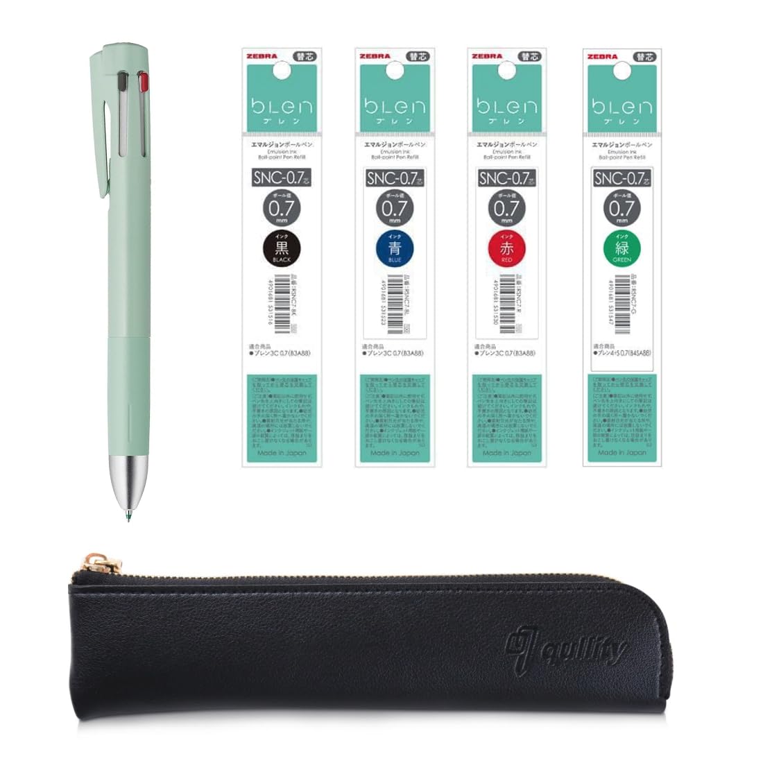 QULLITY ZEBRA Blen4+S Mint Green 0.7mm multifunction Pen (0.7mm Black ...
