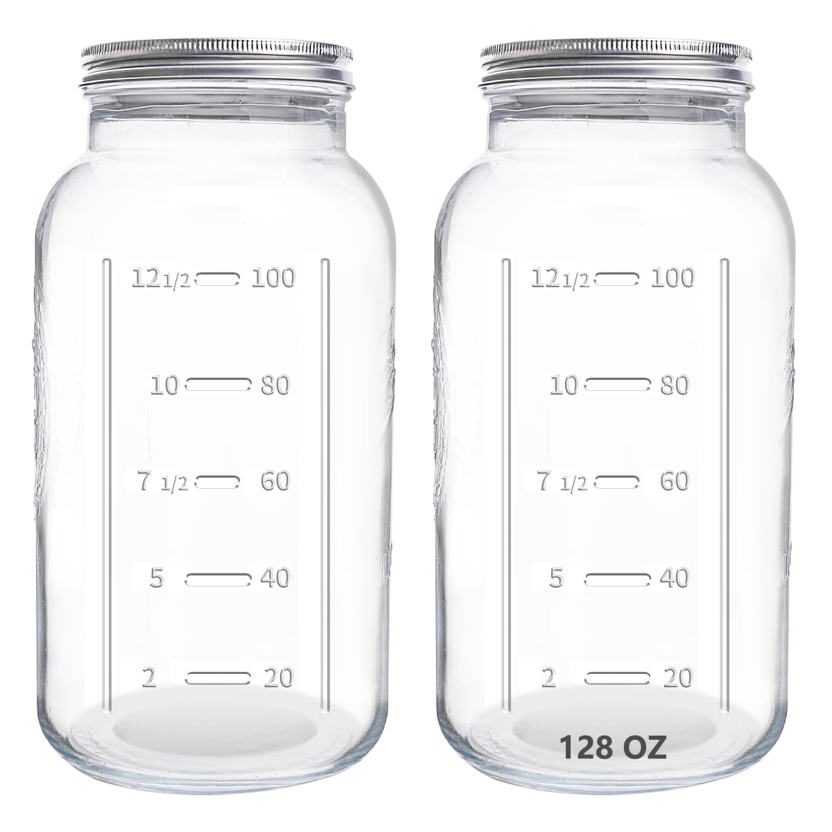 Eleganttime 128 Oz Mason Jars Extra Wide Mouth 2 Pack 1 Gallon Glass