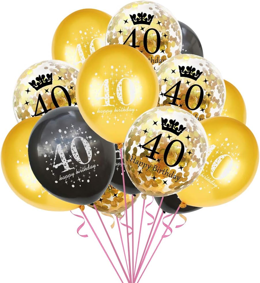40th Birthday Balloons Black Gold Birthday Balloons Latex Confetti 40th-birthday-balloons-black-gold-birthday-balloons-latex-confetti