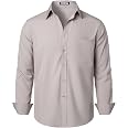 Amazon.com: ZEROYAA Men's Regular Fit Dress Shirt Solid Wrinkle-Free ...