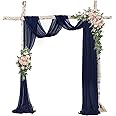 Amazon.com: ROMANKAS Navy Blue Arch Drapes Chiffon Wedding Arch Draping ...