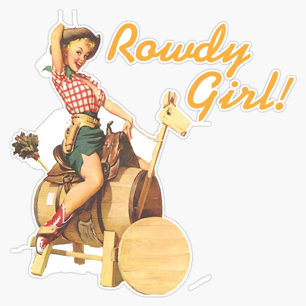 Amazon.com: Pinup Cowgirl Rowdy Girl Vinyl Waterproof Sticker Decal Car ...