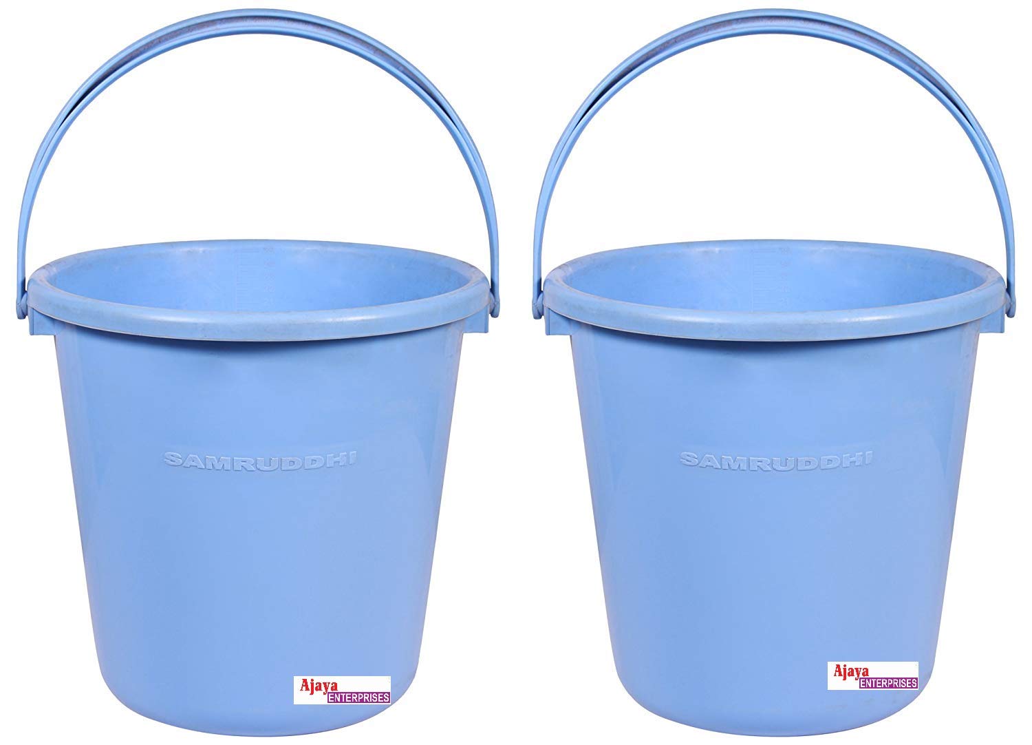Samruddhi Plastic Plastic Bucket (Blue, 34.4 x 30.5 x 32.5 cm) -Set of ...