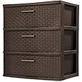 Amazon.com: Sterilite 3 Drawer Wide Weave Storage Tower, Plastic ...
